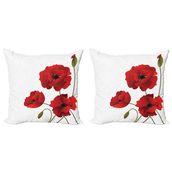 East Urban Home Kissenbezug, Mohnblu Pastoral Kunst, Blumen, Rot und Grün | Wayfair.de